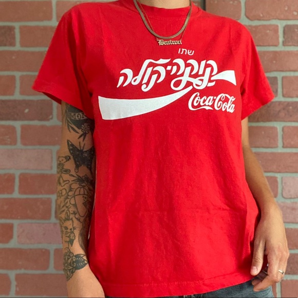 Coca Cola | Tops | Rare Vintage Hebrew Red Coca Cola Tshirt | Poshmark